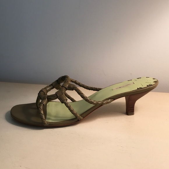 Max Studio | Shoes | Max Studio Green Braided Leather Low Heel Sandals ...